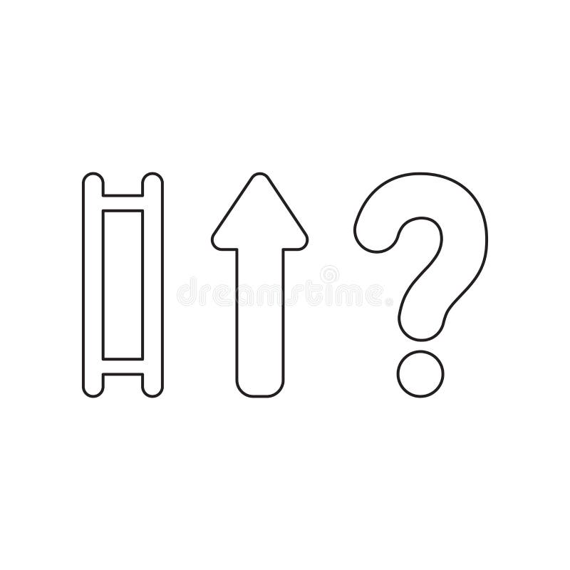Vector Icon Concept of Ladder with Missing Steps, Arrow Up and Question ...