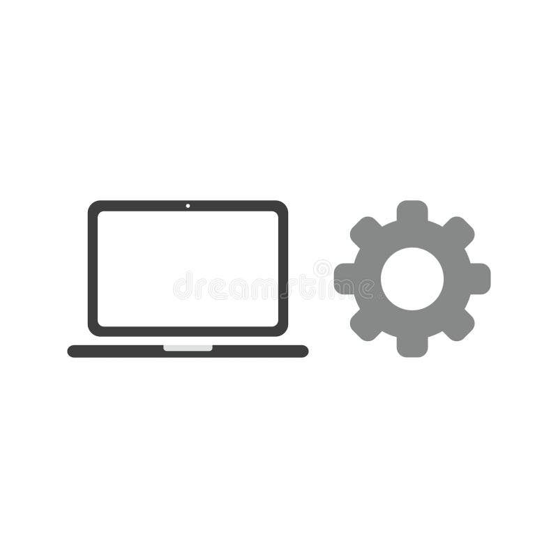 Vector Icon Concept of Laptop Computer with Gear Stock Vector ...