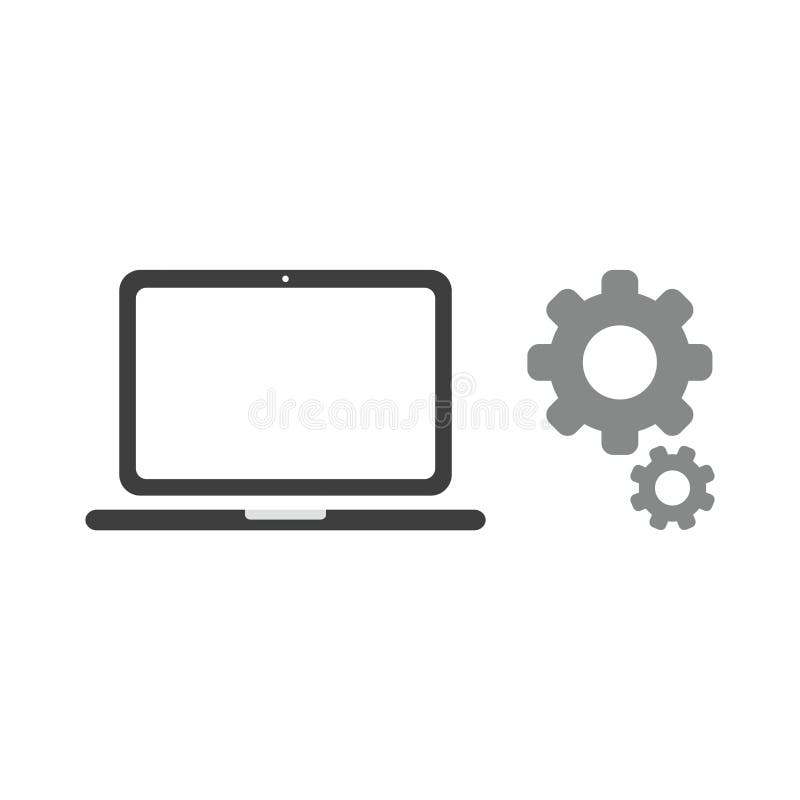Vector Icon Concept of Laptop Computer with Gear Stock Vector ...