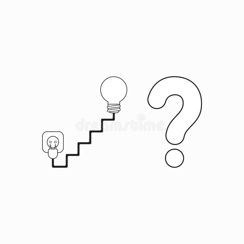 Vector Icon Concept of Light Bulb with Staircase Shaped Cable and Plug ...