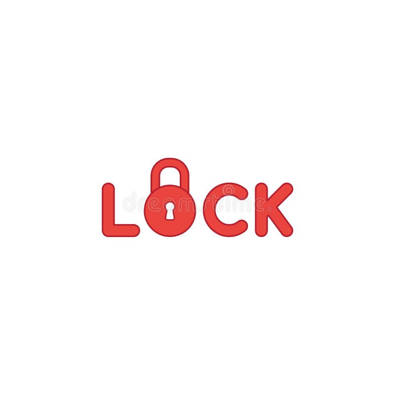 Vector Icon Concept of Lock Text with Closed Padlock Stock Vector ...