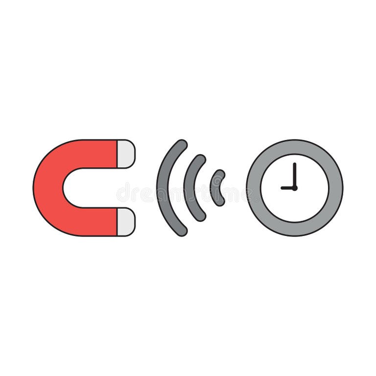 Vector Icon Concept of Magnet Attracting Clock Stock Vector ...