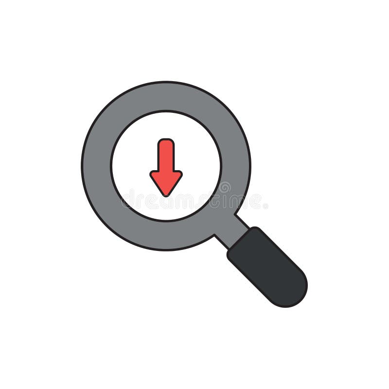 Vector Icon Concept of Magnifying Glass with Arrow Down Stock Vector ...