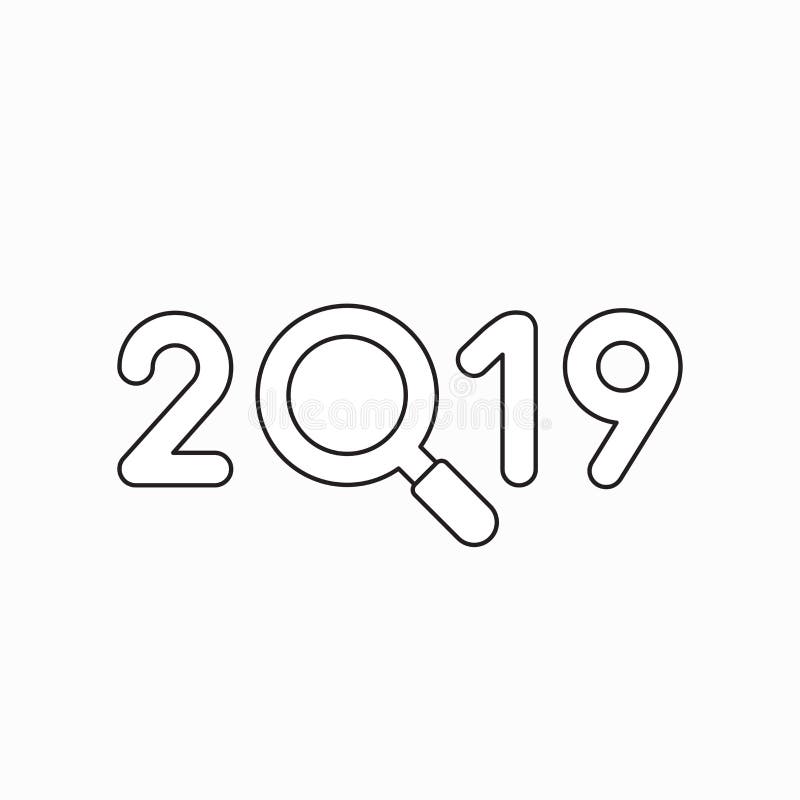 Vector Icon Concept of 2019 with Magnifying Glass Stock Vector ...