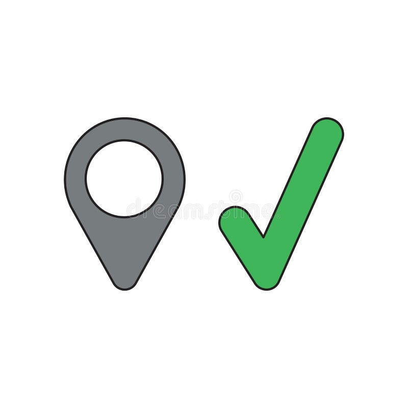 Vector Icon Concept of Map Pointer and Check Mark Stock Vector ...