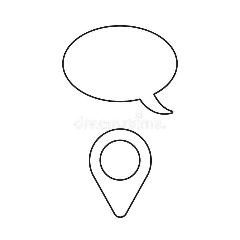 Vector Icon Concept of Map Pointer with Speech Bubble Stock Vector ...