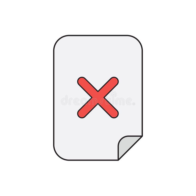 Vector Icon Concept of X Mark Inside Paper Stock Vector - Illustration ...