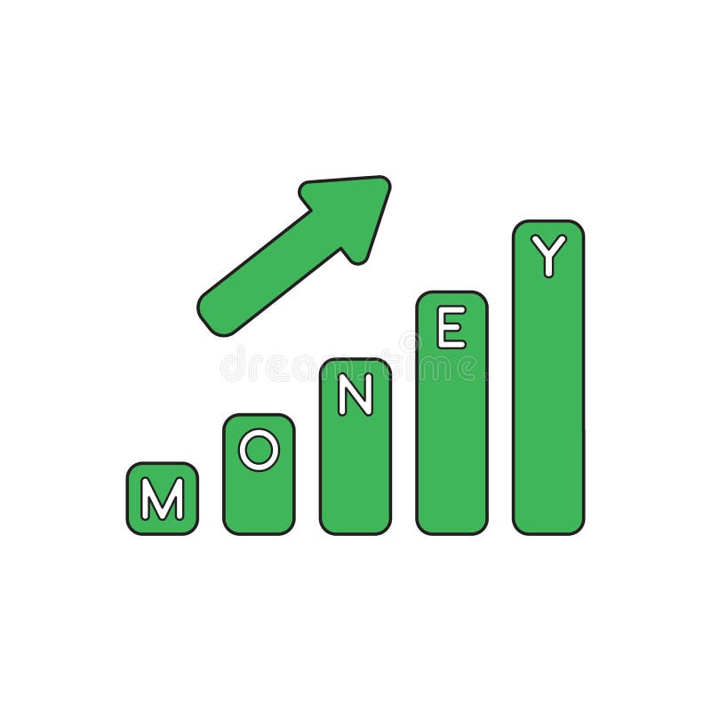Vector Icon Concept of Money Bar Graph Moving Up Stock Vector ...