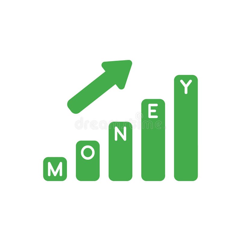 Vector Icon Concept of Money Bar Graph Moving Up Stock Vector ...