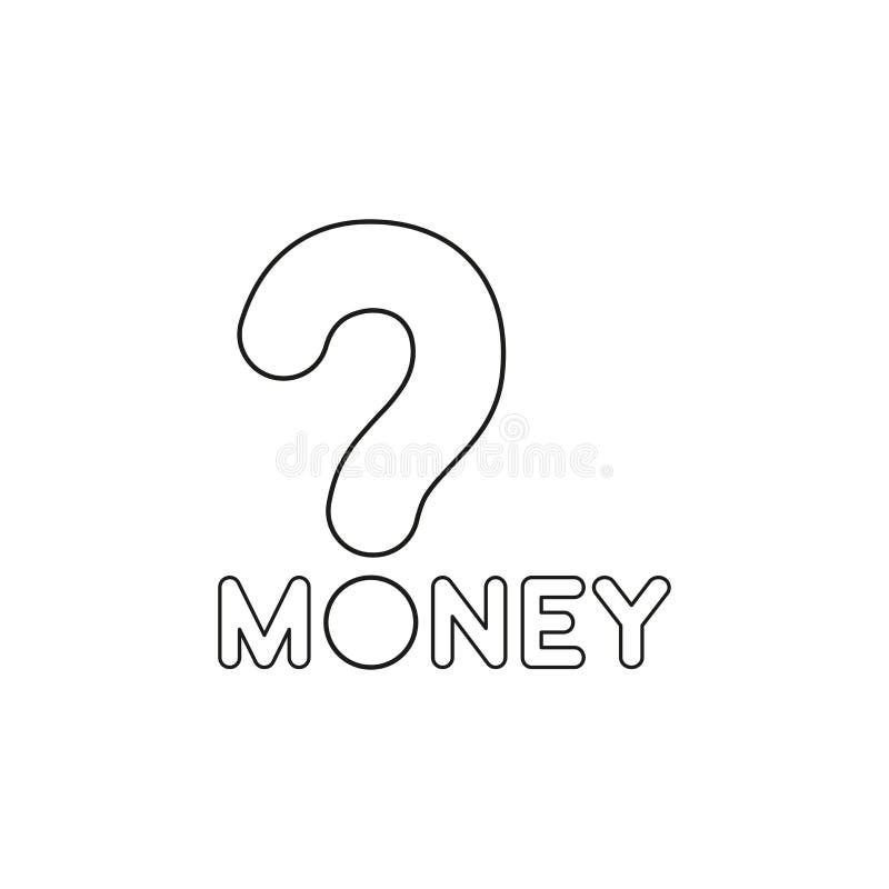 Vector Icon Concept of Money Text with Question Mark. Black Outline ...