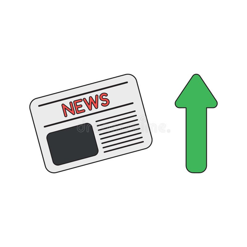 Vector Icon Concept of Newspaper with Arrow Up Stock Vector ...