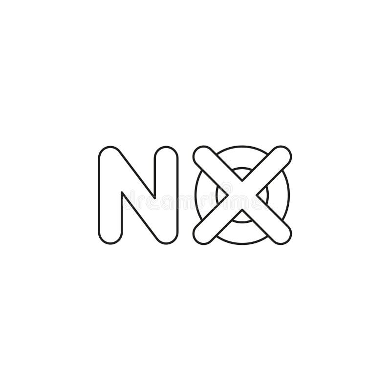 Vector Icon Concept of No Word with X Mark. Black Outlines Stock Vector ...