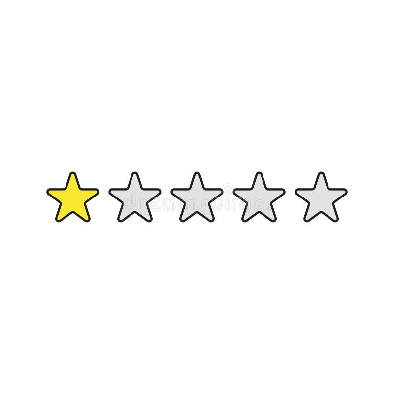 Vector Icon Concept of One Star Rating. Black Outlines and Colored ...