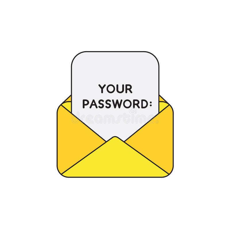 Vector Icon Concept of Open Envelope with Your Password Written on ...