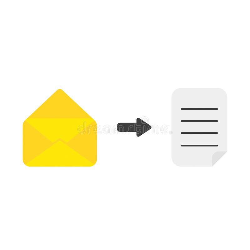 Vector Icon Concept of Opened Mail Envelope with Written Paper Stock ...