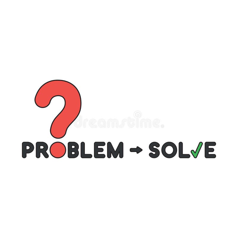 Vector Icon Concept of Problem Word with Question Mark and Solve Word ...