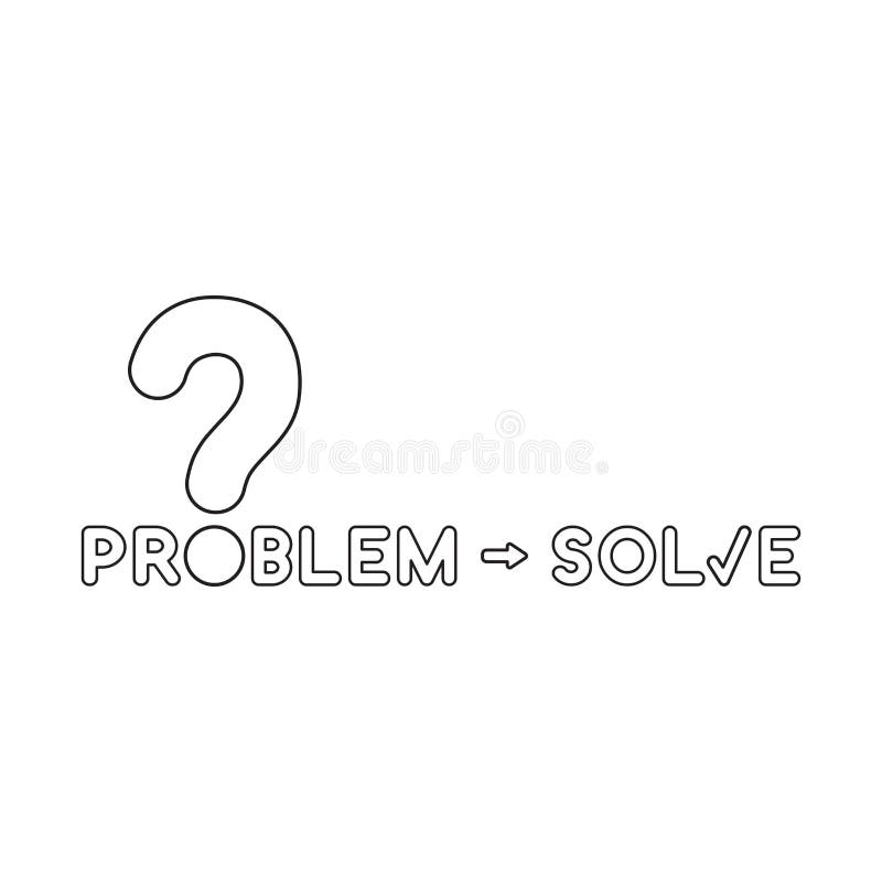Vector Icon Concept of Problem Word with Question Mark and Solve Word ... Vector Icon Concept of Problem Word with Question Mark and Solve Word ...