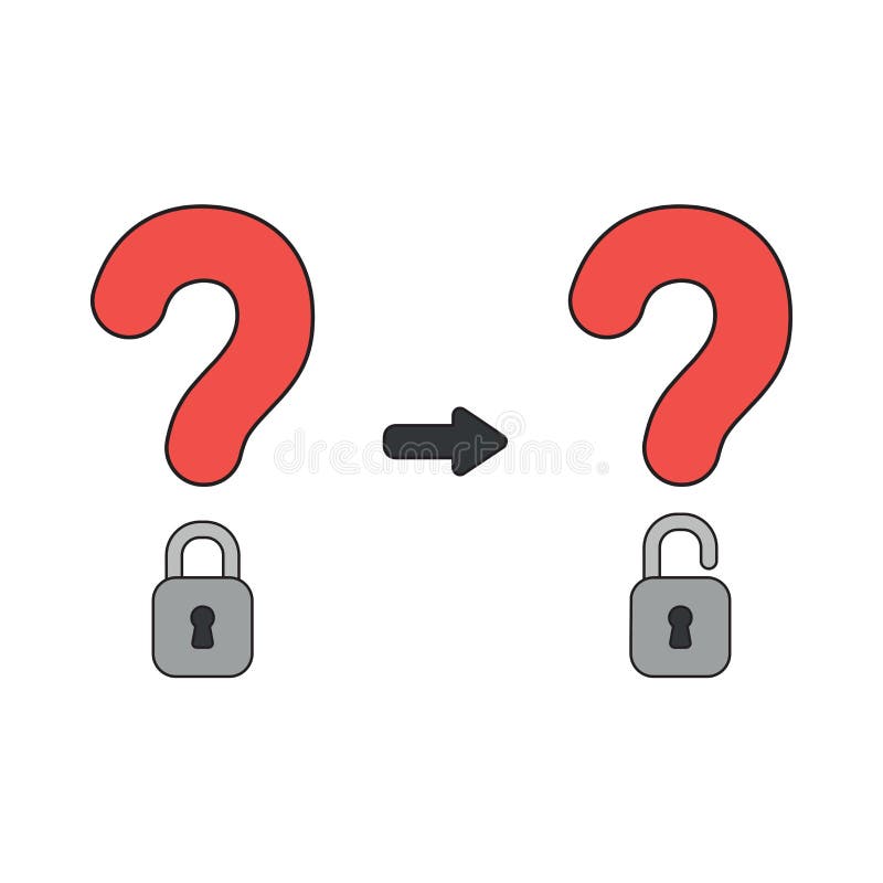 Vector Icon Concept of Question Mark Closed and Open Padlocks Stock ...