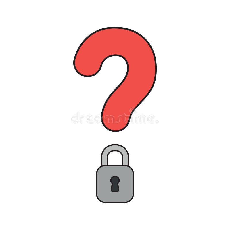 Vector Icon Concept of Question Mark with Closed Padlock. Black ...