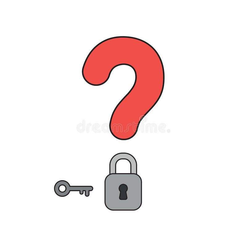 Vector Icon Concept of Question Mark with Closed Padlock and Key Stock ...