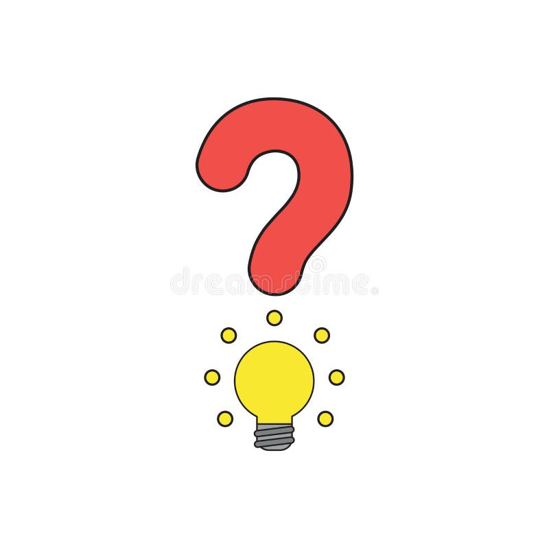 Vector Icon Concept of Question Mark with Glowing Light Bulb. Black ...