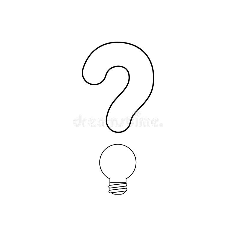 Vector Icon Concept of Question Mark with Grey Light Bulb. Black ...