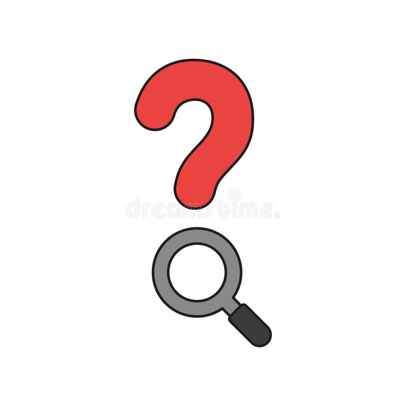 Vector Icon Concept of Question Mark with Magnifying Glass. Colored and ...