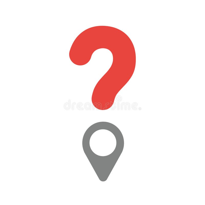Vector Icon Concept of Question Mark with Map Pointer Stock Vector ...