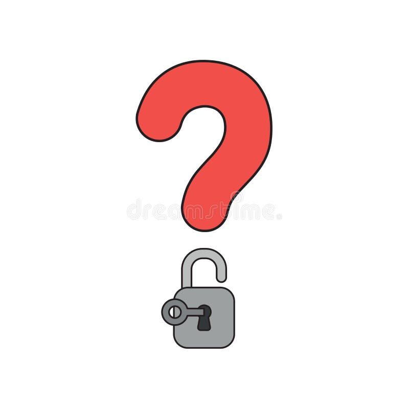 Vector Icon Concept of Question Mark with Padlock and Key Unlock Stock ...
