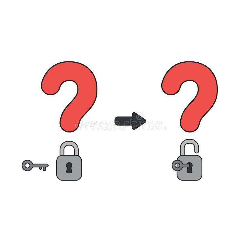 Vector Icon Concept of Question Marks with Closed and Opened Padlocks ...