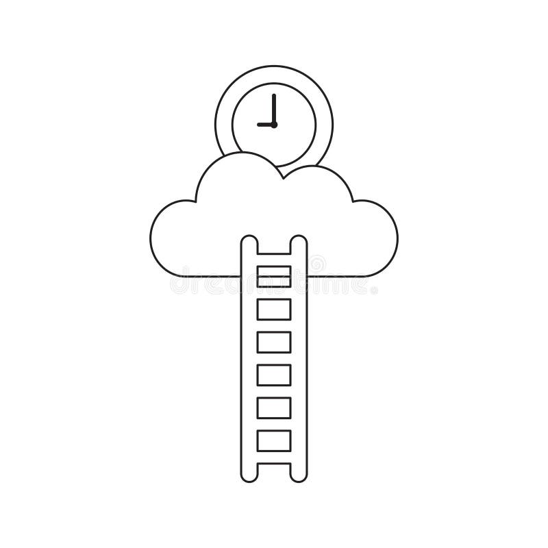 Vector Icon Concept of Reach Clock on Cloud with Ladder Stock Vector ...