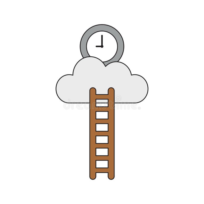 Vector Icon Concept of Reach Clock on Cloud with Ladder Stock Vector ...
