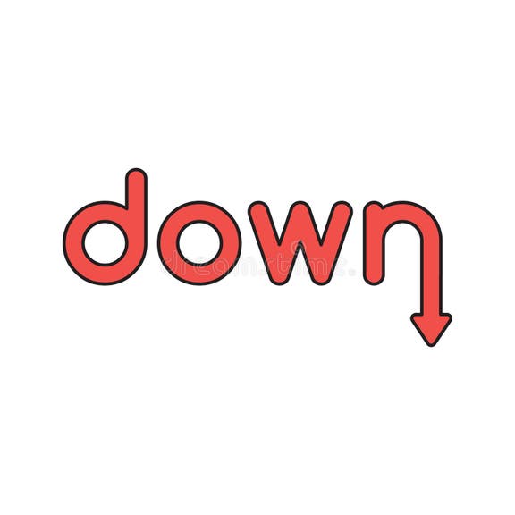 Vector Icon Concept of Down Word with Arrow Moving Down Stock Vector ...