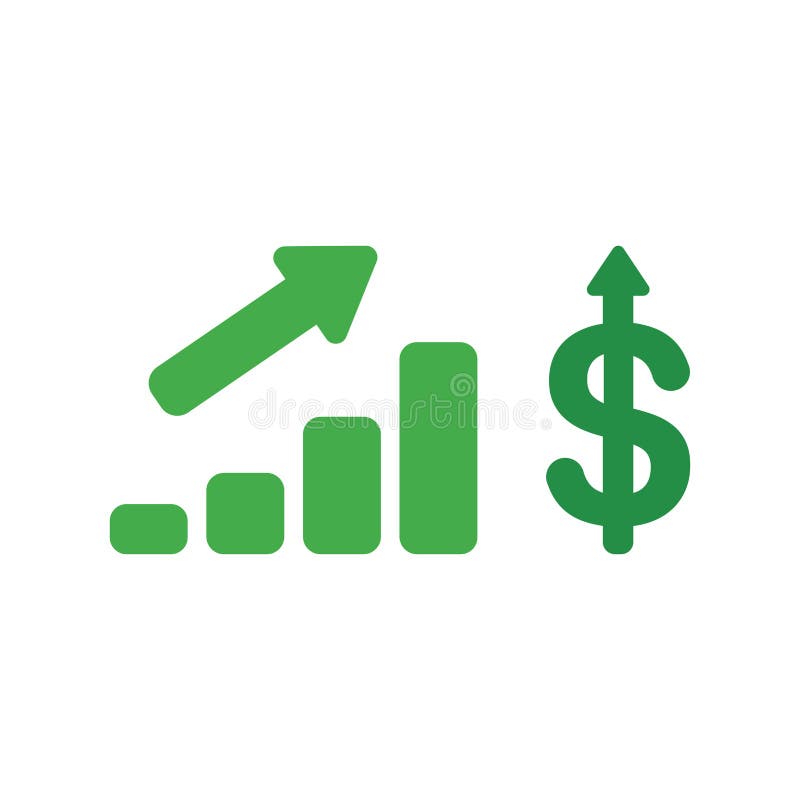 Vector Icon Concept of Sales Bar Graph with Dollar Symbol Moving Stock ...