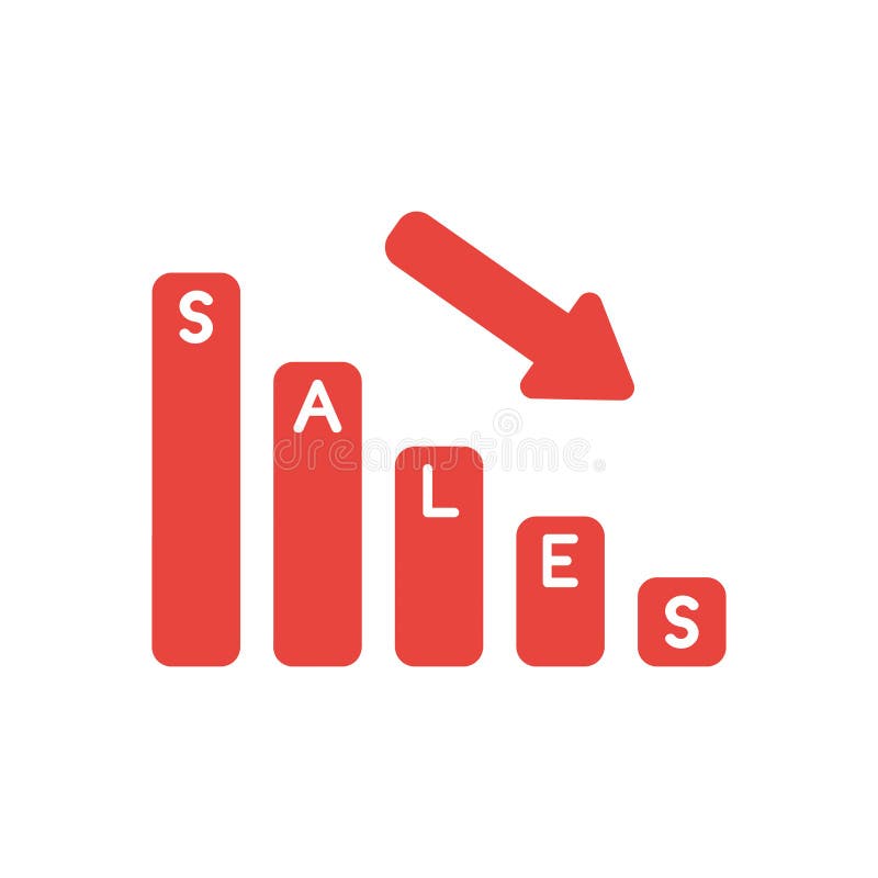 Vector Icon Concept of Sales Bar Graph Moving Down Stock Vector ...
