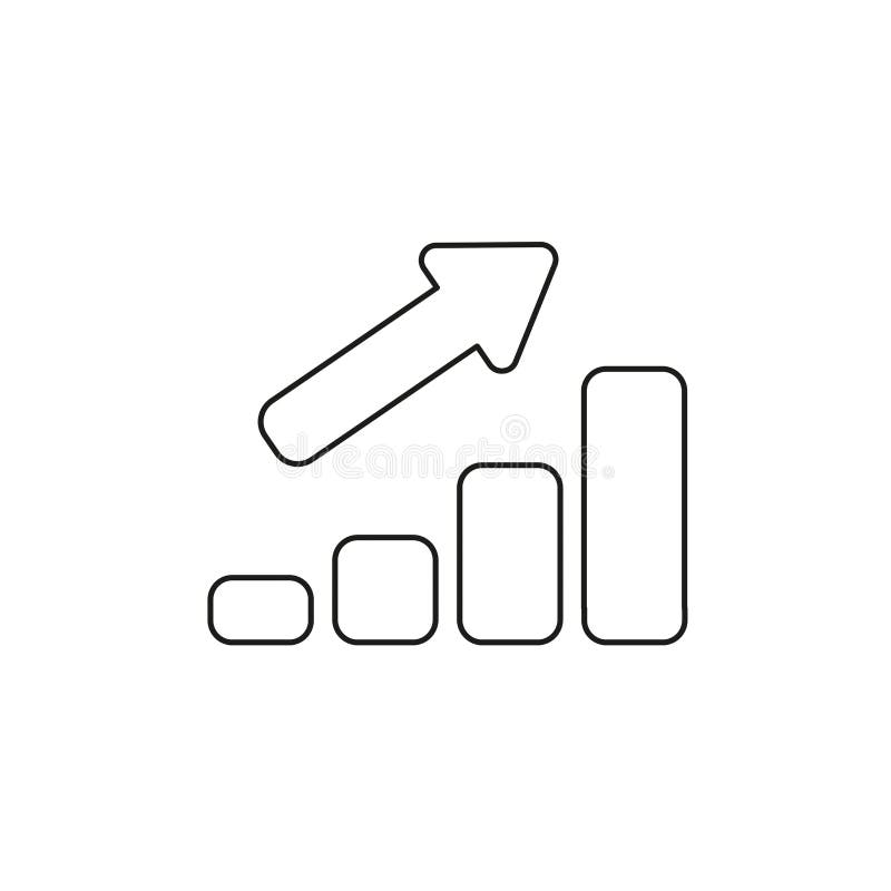 Vector Icon Concept of Sales Bar Graph Moving Up. Black Outlines Stock ...