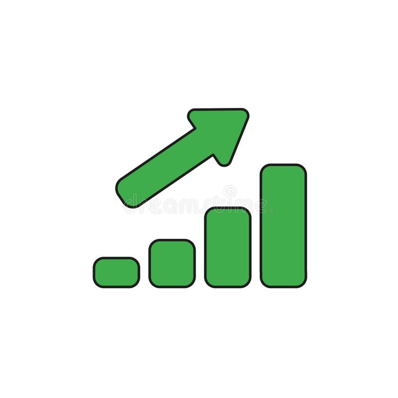 Vector Icon Concept of Sales Bar Graph Moving Up. Colored and Black ...