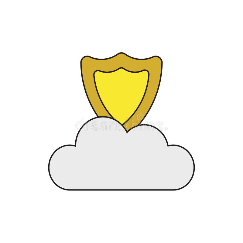 Vector Icon Concept of Shield on Cloud Stock Vector - Illustration of ...