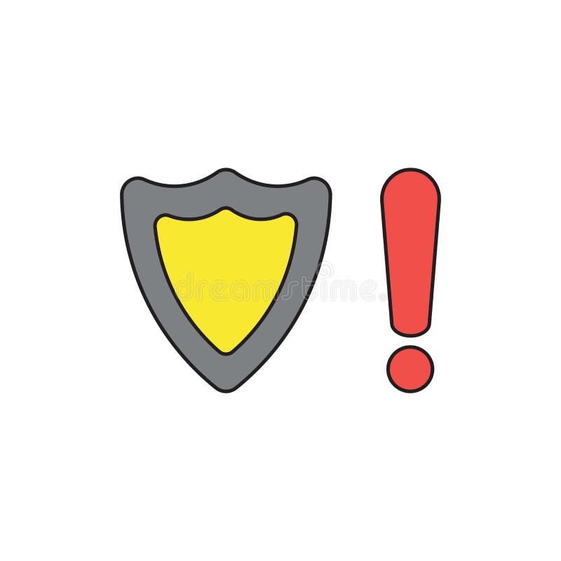 Vector Icon Concept of Shield Guard with Exclamation Mark Stock Vector ...