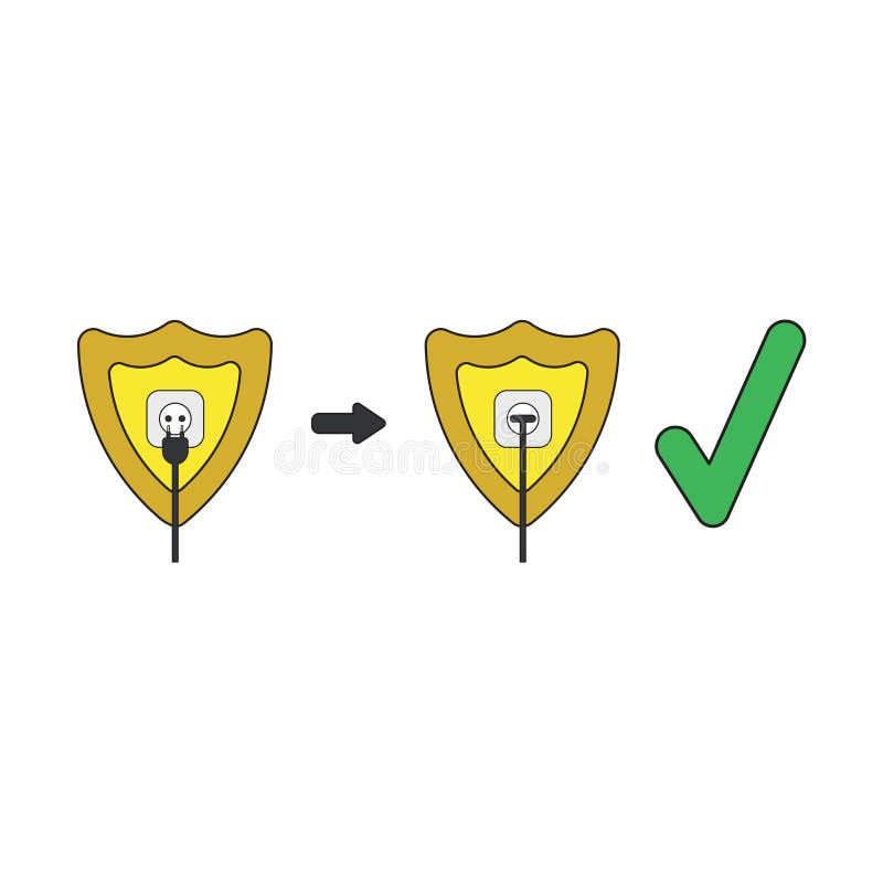 Vector Icon Concept of Shield with Outlet and Plug Plugged into Outlet ...