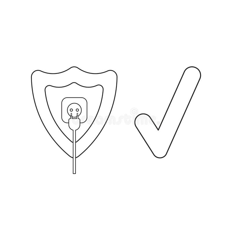 Vector Icon Concept of Shield with Plug Plugged into Outlet and Check ...