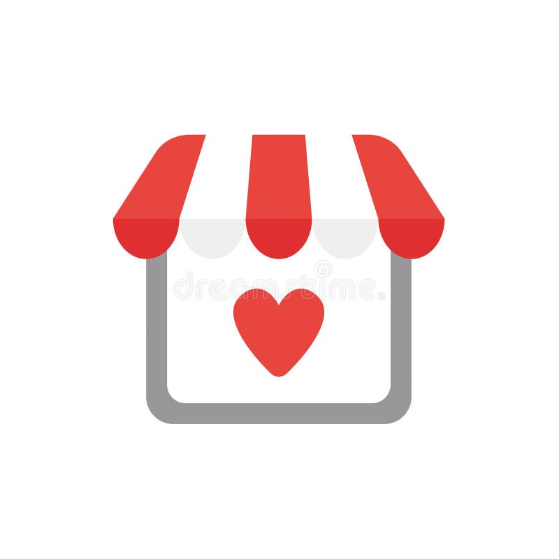 Vector Icon Concept of Shop Store with Heart Stock Vector ...