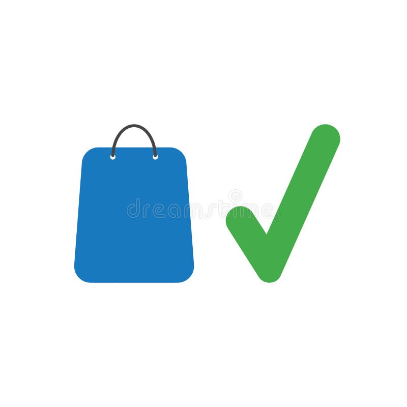Vector Icon Concept of Shopping Bag with Check Mark Stock Vector ...