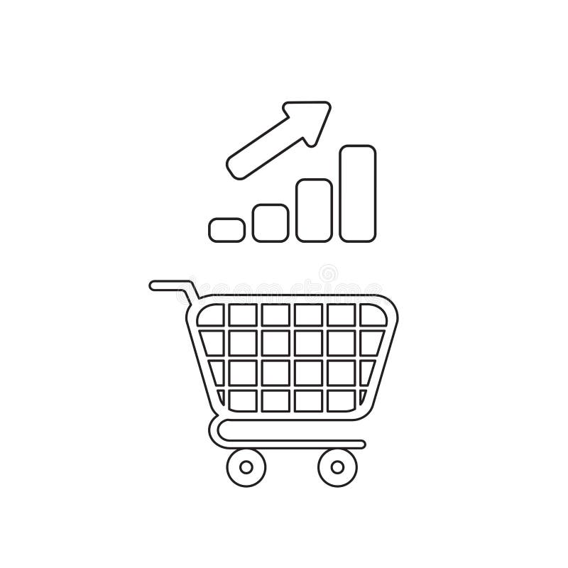 Vector Icon Concept of Shopping Cart with Bar Graph Up Stock Vector ...