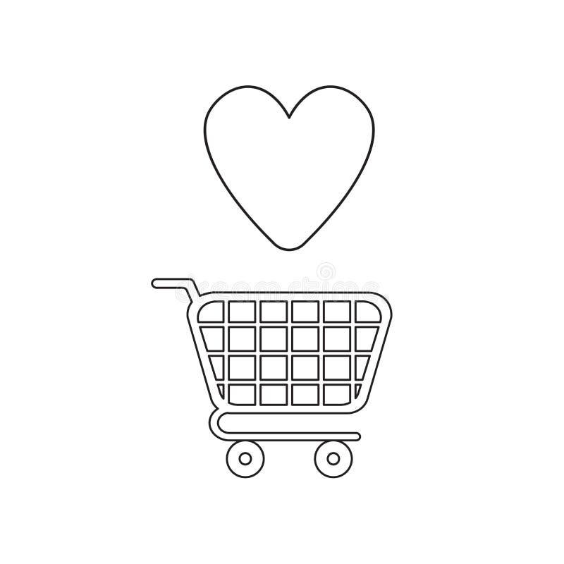 Vector Icon Concept of Shopping Cart and Heart Stock Vector ...