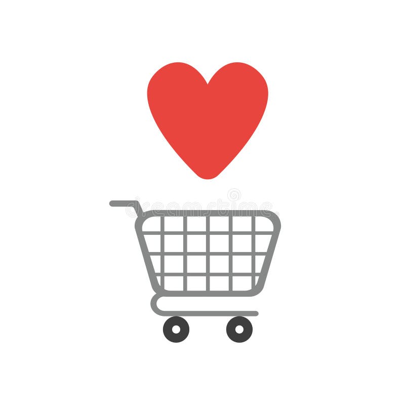 Vector Icon Concept of Shopping Cart with Heart Stock Vector ...
