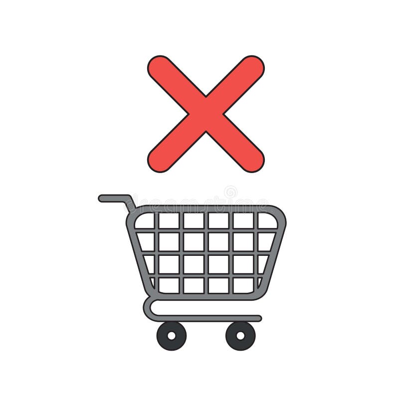 Vector Icon Concept of Shopping Cart and X Mark Stock Vector ...
