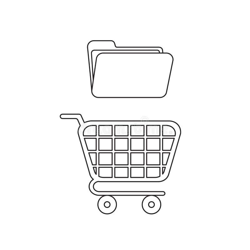 Vector Icon Concept of Shopping Cart with Opened Folder Stock Vector ...
