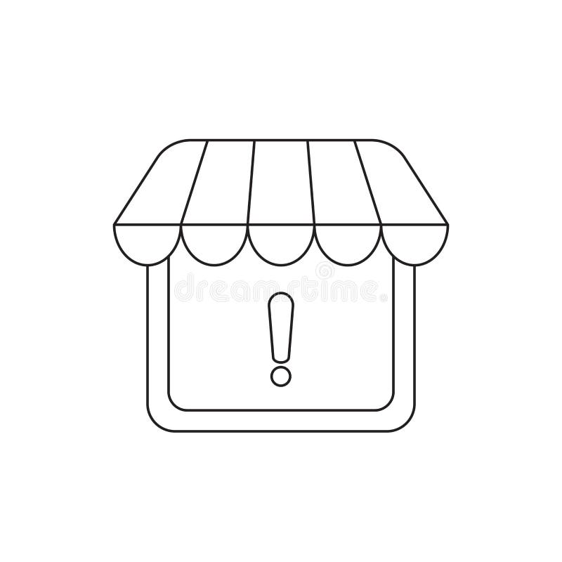 Vector Icon Concept of Store with Awning and Exclamation Mark Stock ...