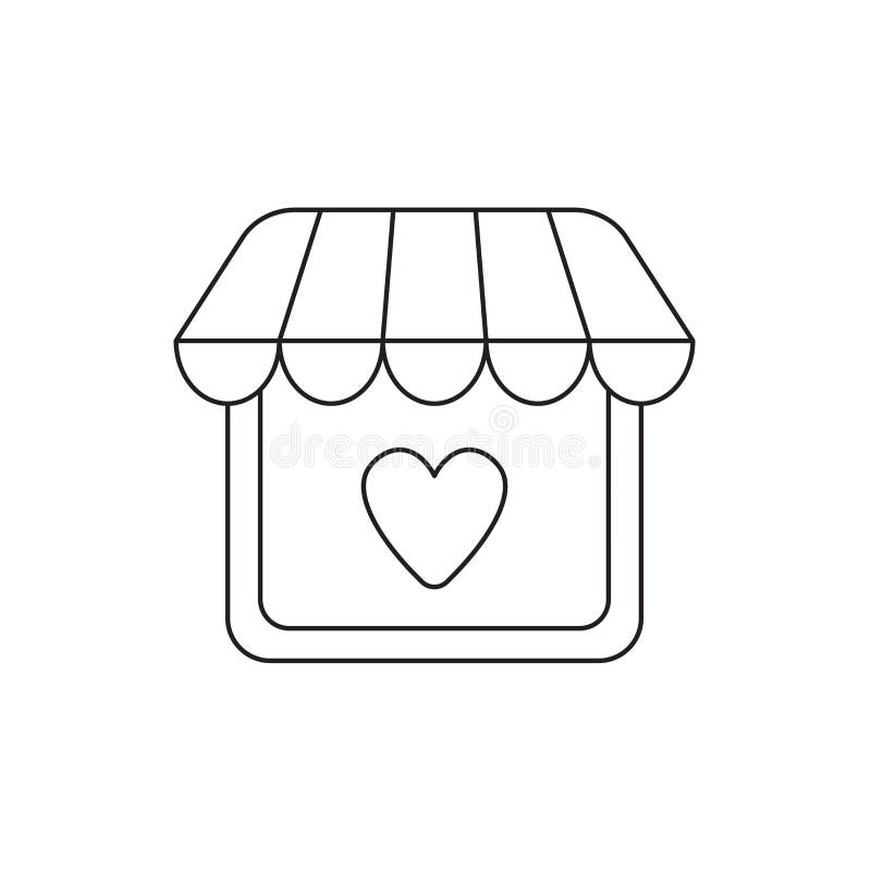 Vector Icon Concept of Store with Heart Stock Vector - Illustration of ...